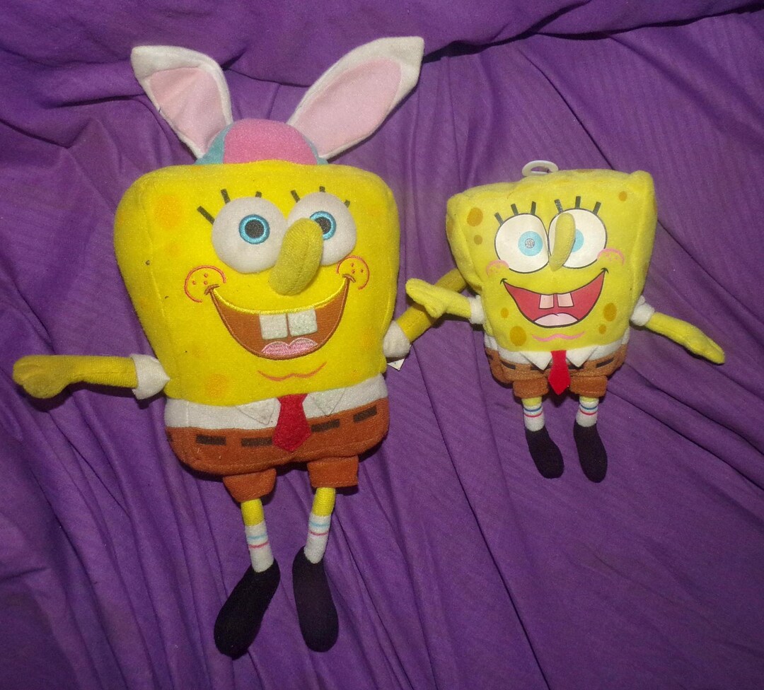 Vintage Spongebob Squarepants Lot of 2 Easter Rabbit 1 More Plush Doll ...