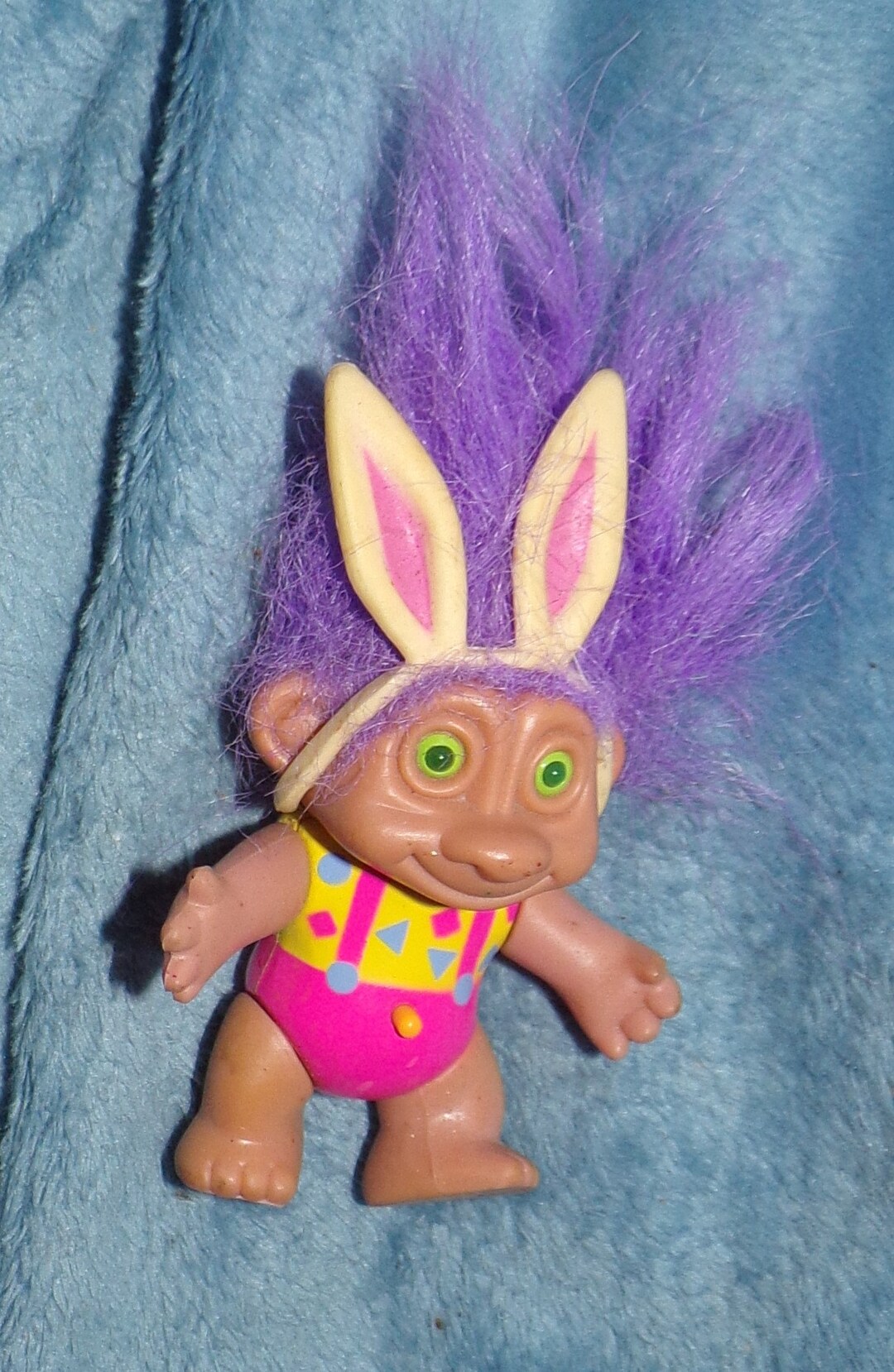 Vintage Troll Doll Purple Hair Bunny Ears Green Staring Eyes - Etsy