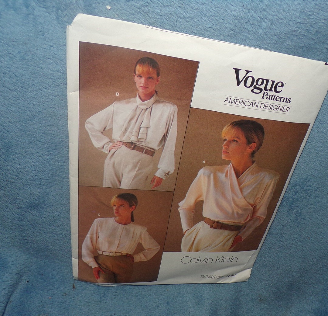 Vogue Calvin Klein Misses Shirt -size 10 Uncut Shirt Pattern #1792 - Etsy