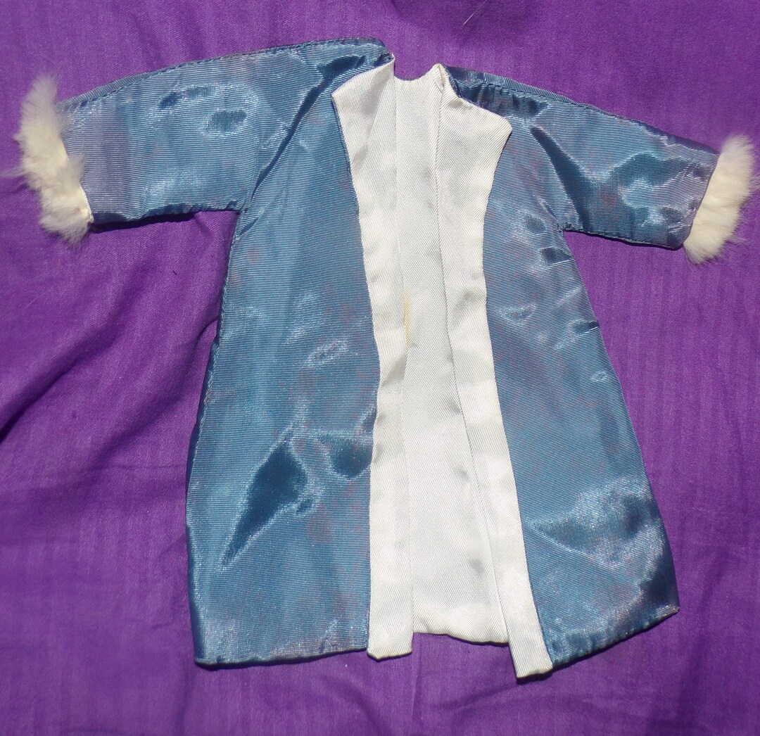 Vintage Barbie Doll Light Blue Satin Evening Coat With Fur Trim Sleeves ...