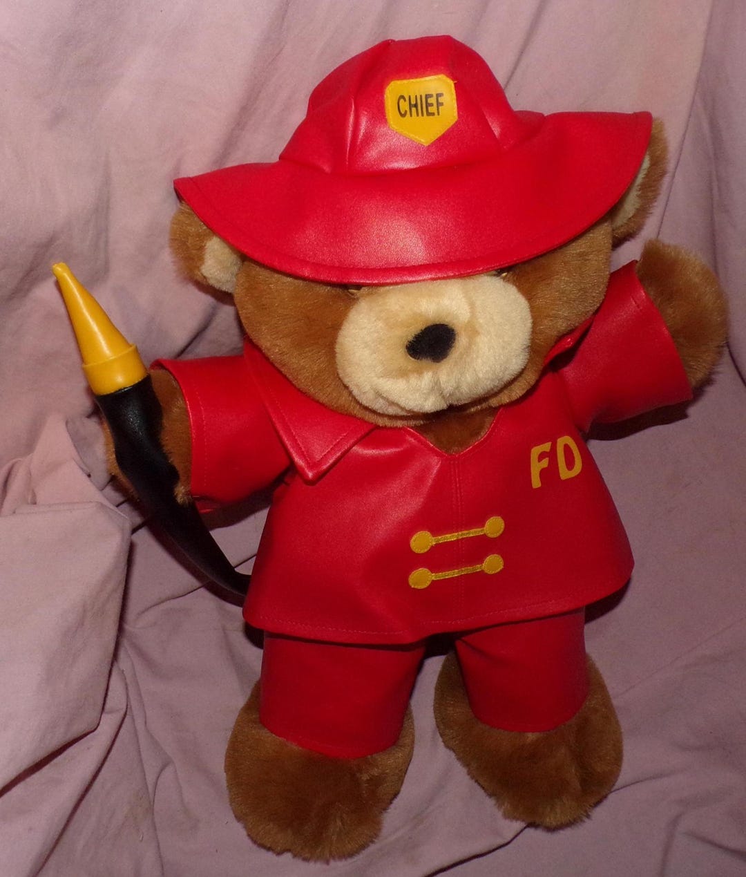 Vintage Teddy Precious Fire Department Plush Bear Dan Dee Collector's ...