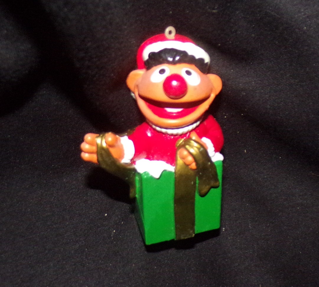 Vintage Christmas Ornament Sesame Street Ernie in Present Tree Ornament ...