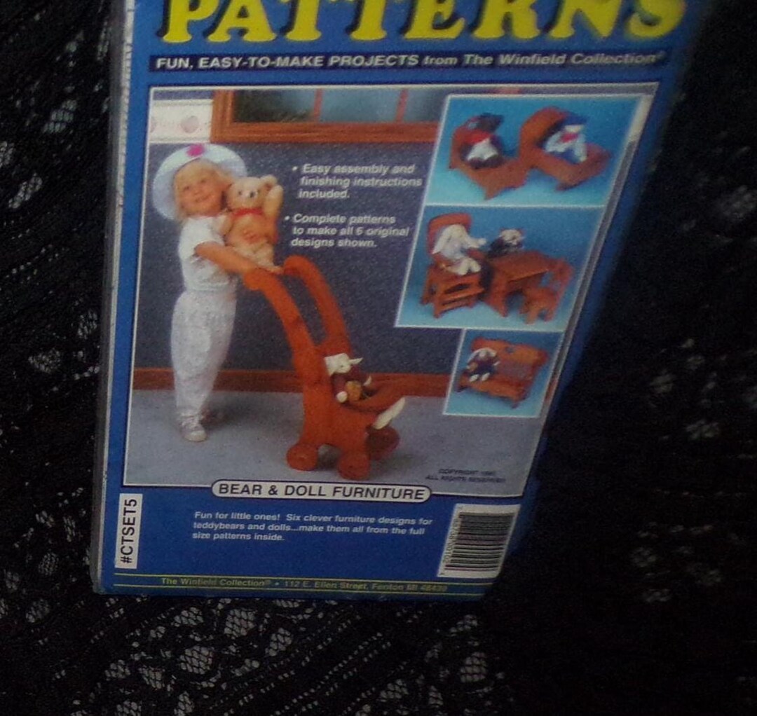Vintage Full Size Woodcraft Patterns Bear and Doll Furniture Stroller ...