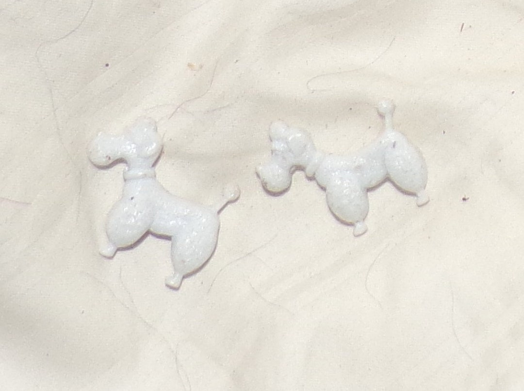 Vintage Very Small Hard Plastic White Poodle Figures Lot of 2 Mini ...