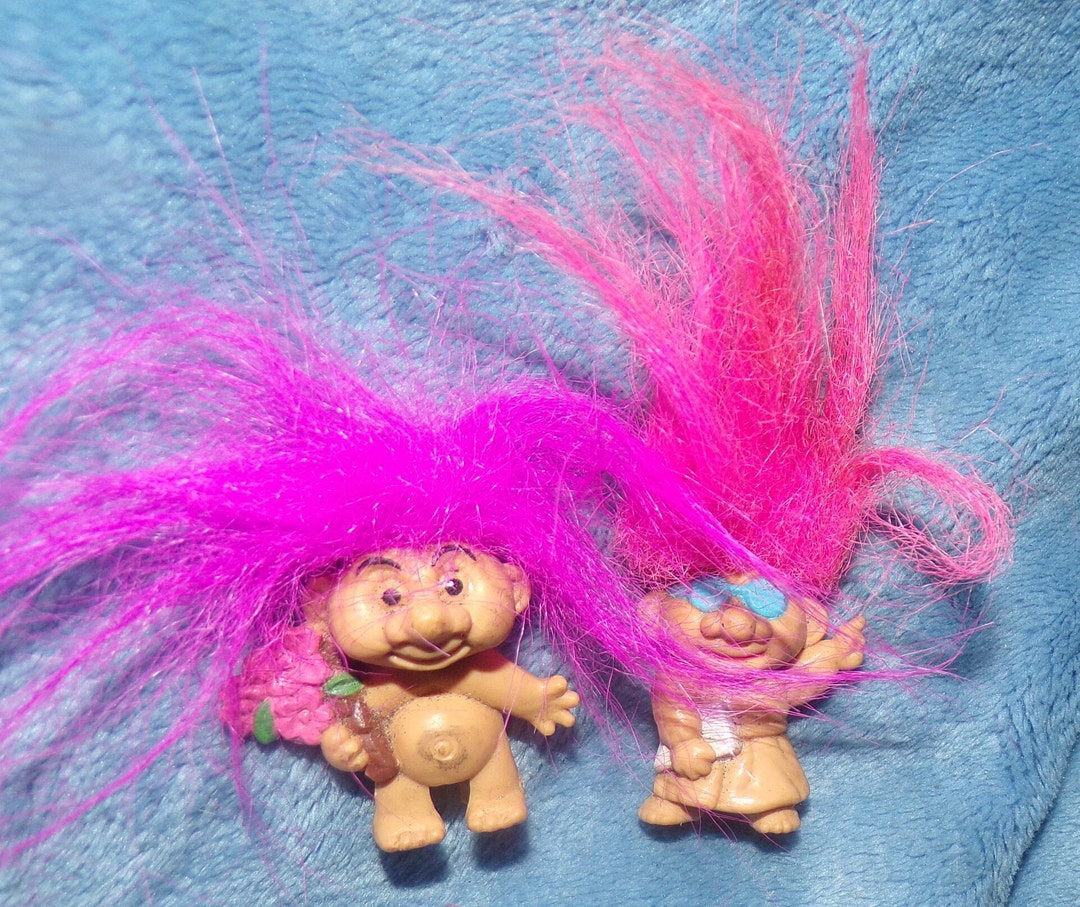 Vintage Troll Lot 2 Teenie Trolls Pink Hair 1 in Robe 1 With Flowers - Etsy
