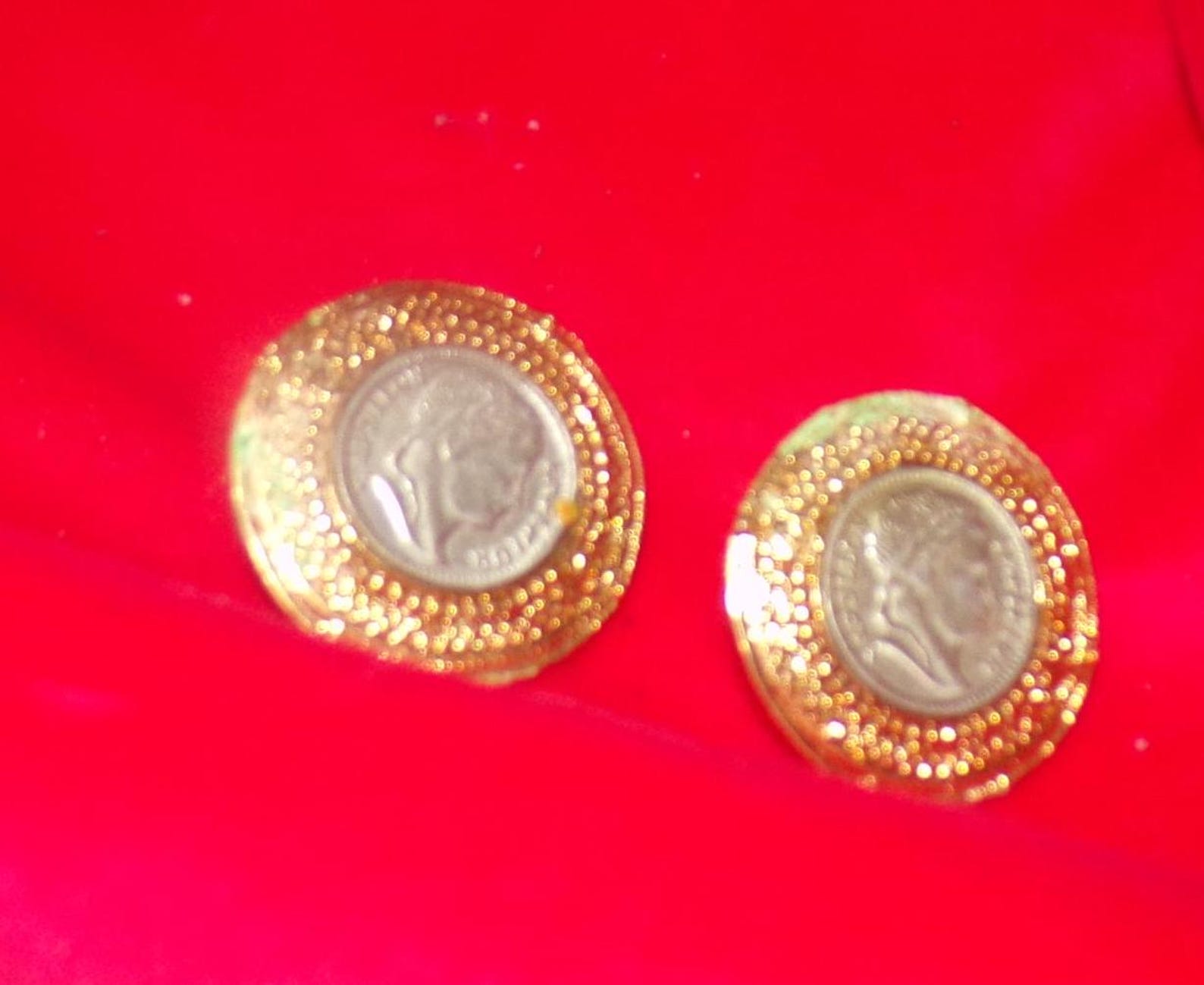 Vintage Gold Tone Napoleon Faux Coin Rhinestone Clip on Earrings - Etsy