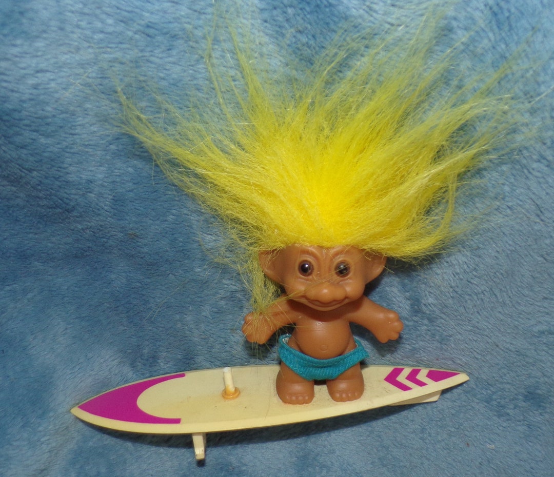 Vintage Russ Troll on Surf Board Yellow Hair - Etsy