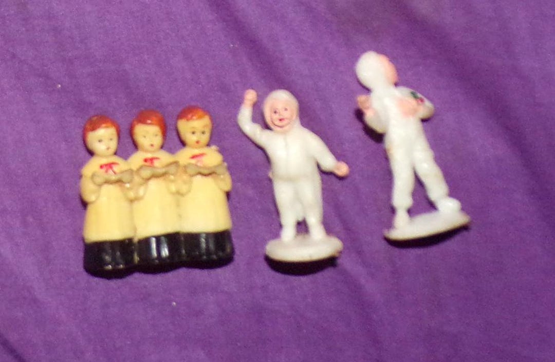 Vintage Very Small Hard Plastic Figures Lot of 3 Mini Miniature 2 Kids ...