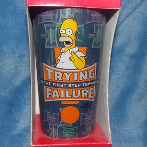 Vintage the Simpsons Homer Simpson Hi Ball Glass Trying is the First ...