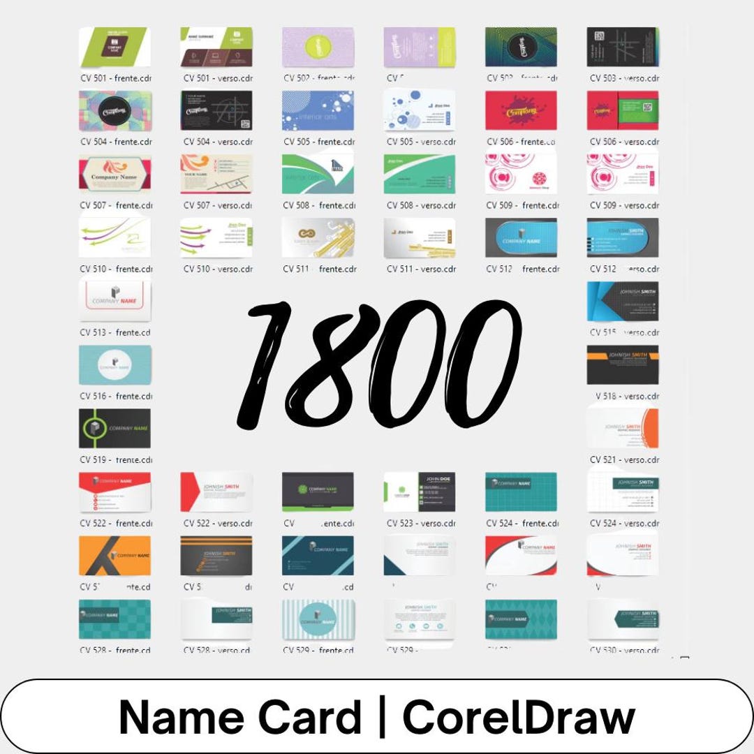 1800 Name Card in Coreldraw Vector CDR Business Sticker Work Office ...