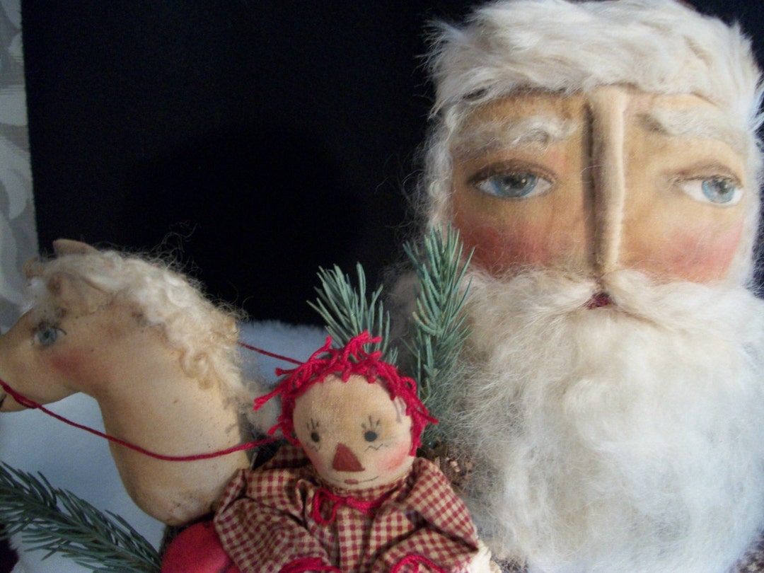 PATTERN, Primitive Santa Doll 22" Annie & Pony, Handmade, #102 - Etsy