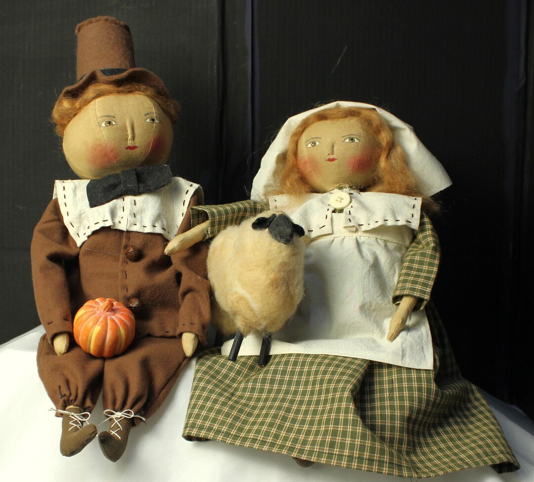 Primitive Thanksgiving Dolls, Handmade Originals, Farmhouse Decor ...