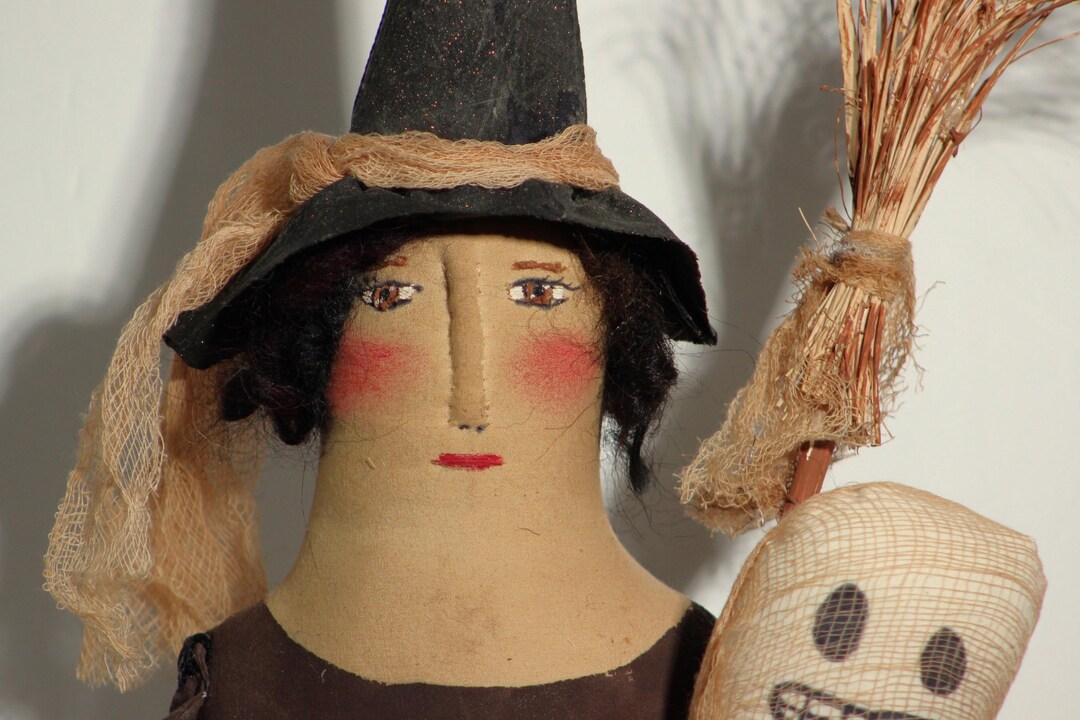 Primitive Folk Art Witch, Halloween Decor, Original, Handmade, 31 In ...