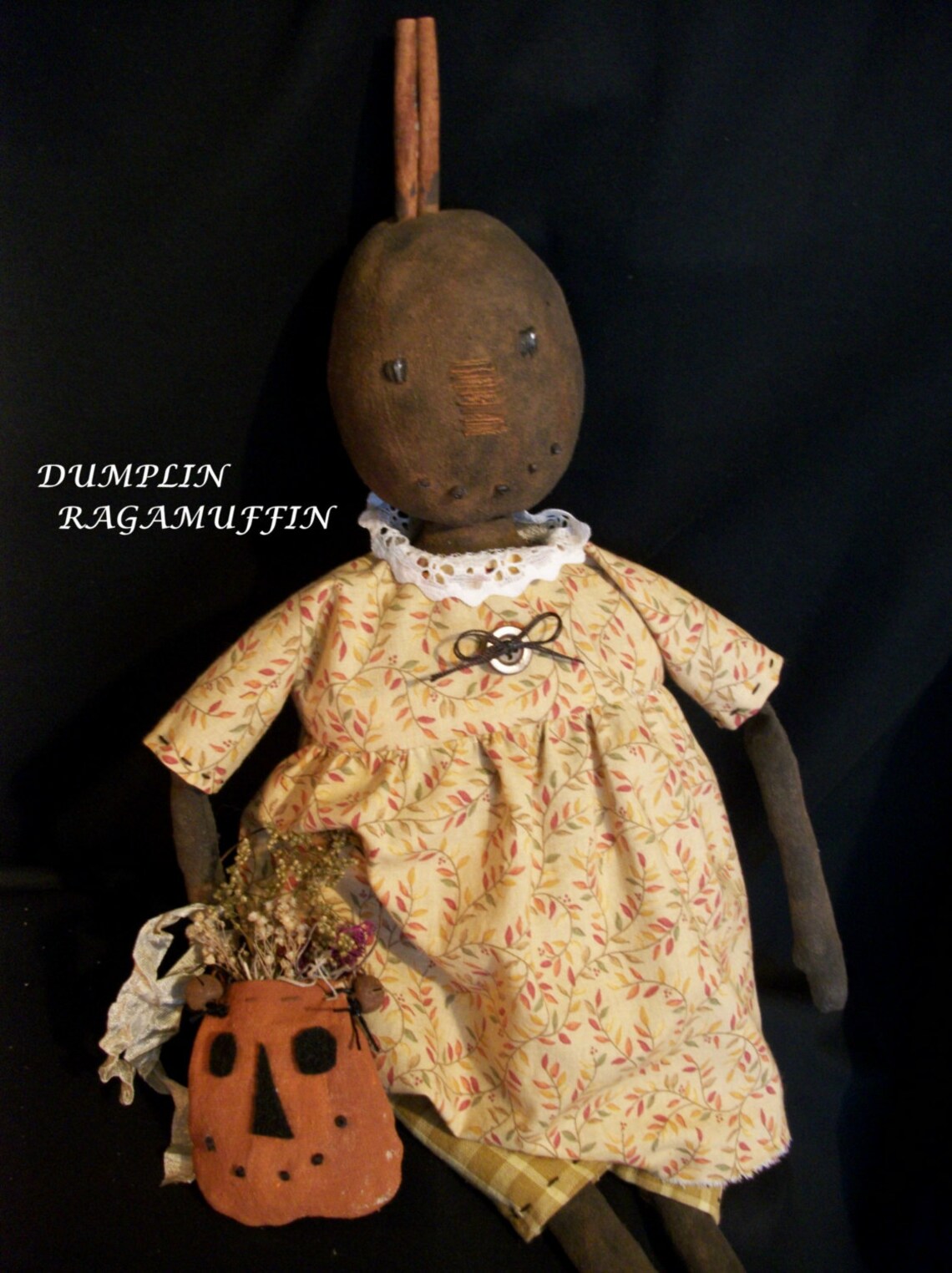 MAILED PATTERN Primitive Doll Black Pumpkin Doll Handmade - Etsy