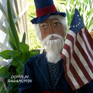 DIGITAL E-PATTERN, Primitive Doll, Americana Decor, Uncle Sam, Home ...