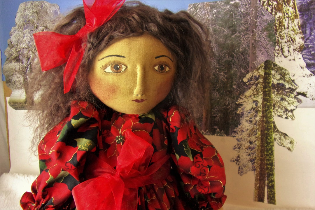 Primitive Art Doll, Christmas Doll, Handmade Original, Fabric Doll, by ...