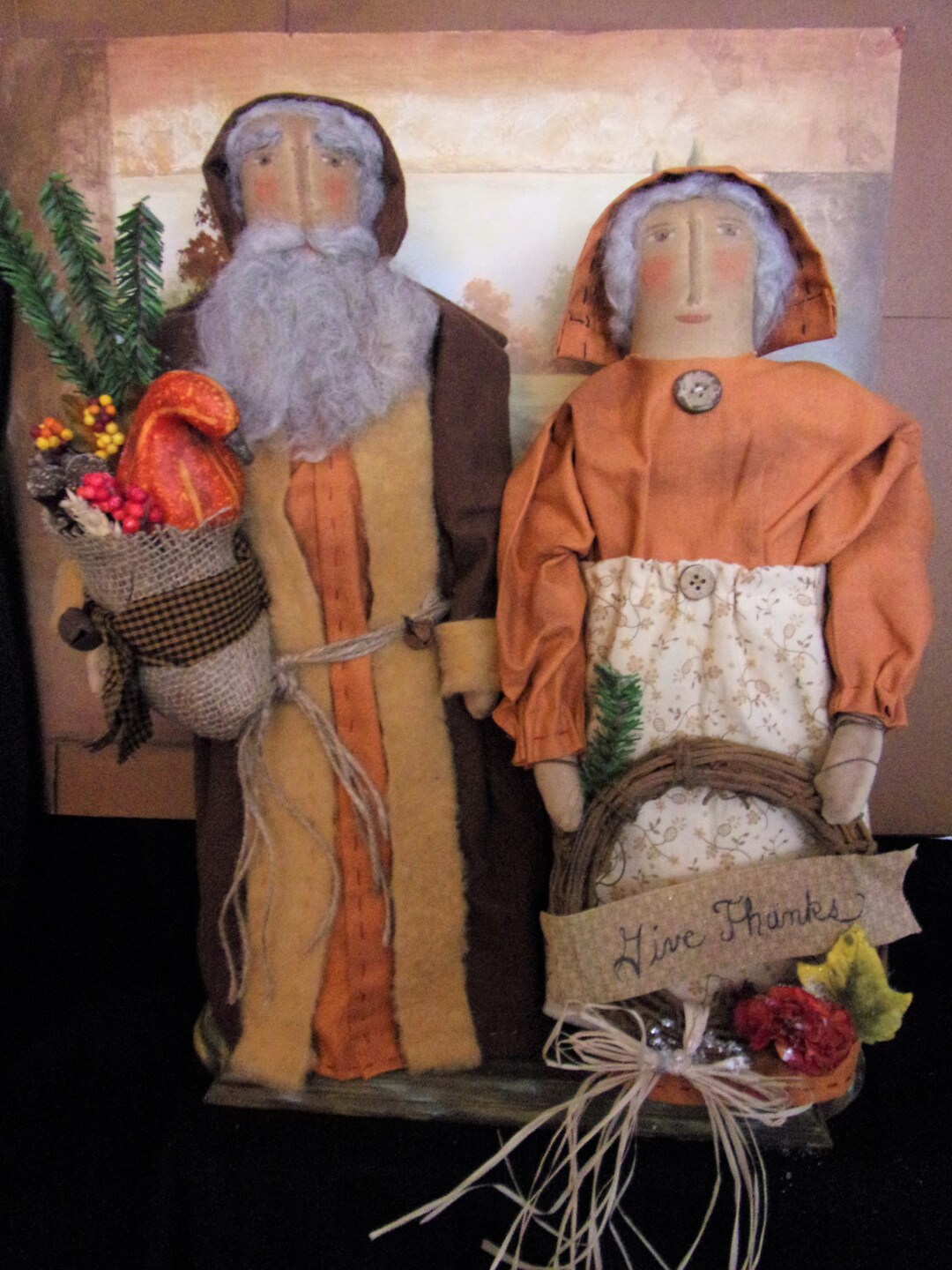 PATTERN, Sewing, Primitive Pilgrim Dolls, Thanksgiving Decor, Handmade ...