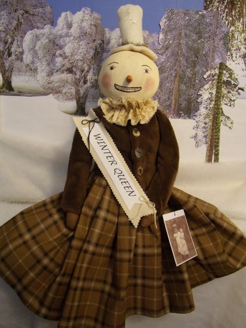 PATTERN SEWING Primitive snow girl 26 inches handmade | Etsy