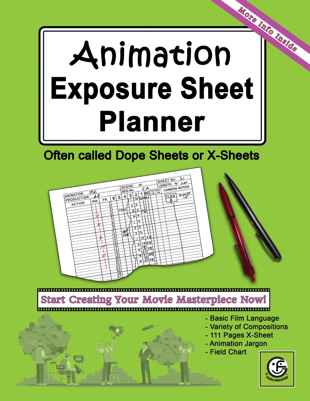 Animation Exposure Sheet Planner: Often Called Dope Sheets or X-sheet ...