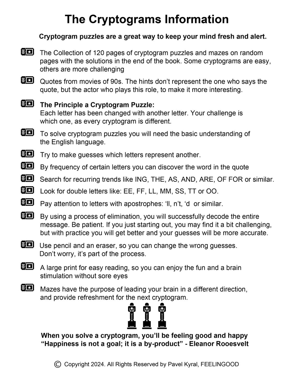 CRYPTOGRAMS FOR ADULTS Large Print Movie Quotes From the '90s, 120 ...