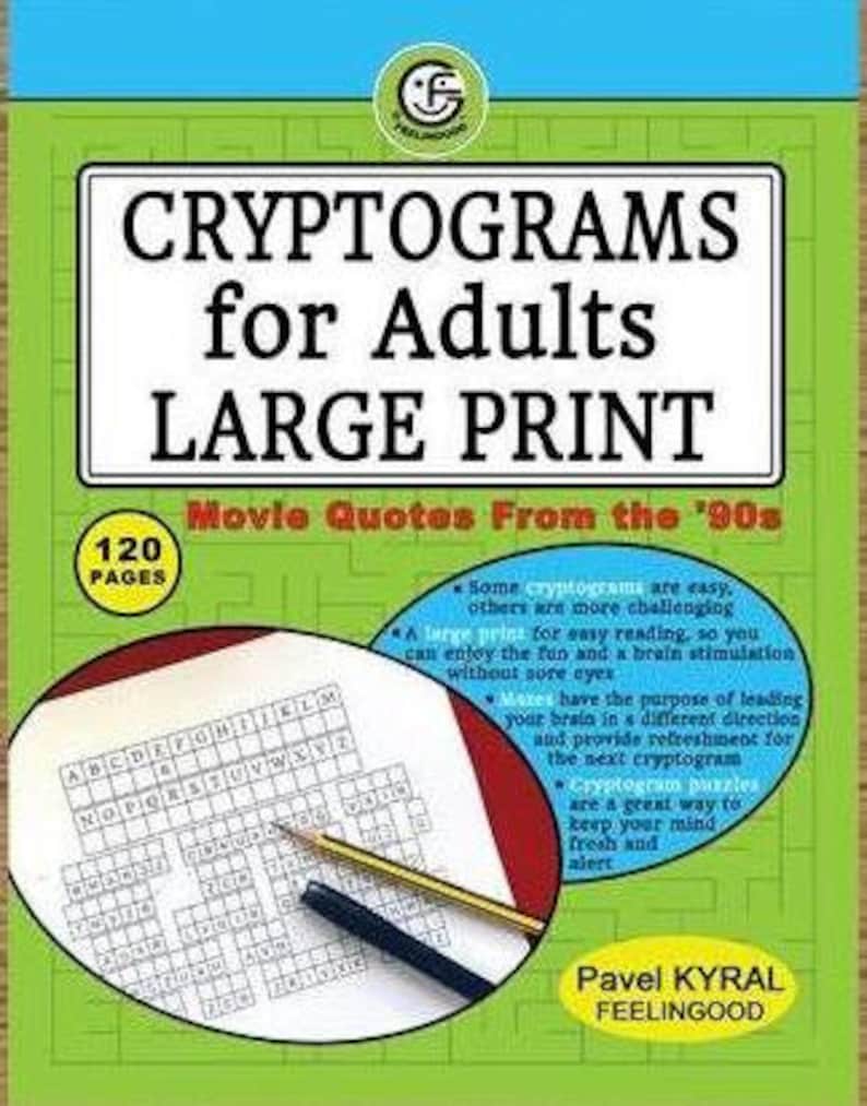 CRYPTOGRAMS FOR ADULTS Large Print Movie Quotes From the '90s, 120 ...