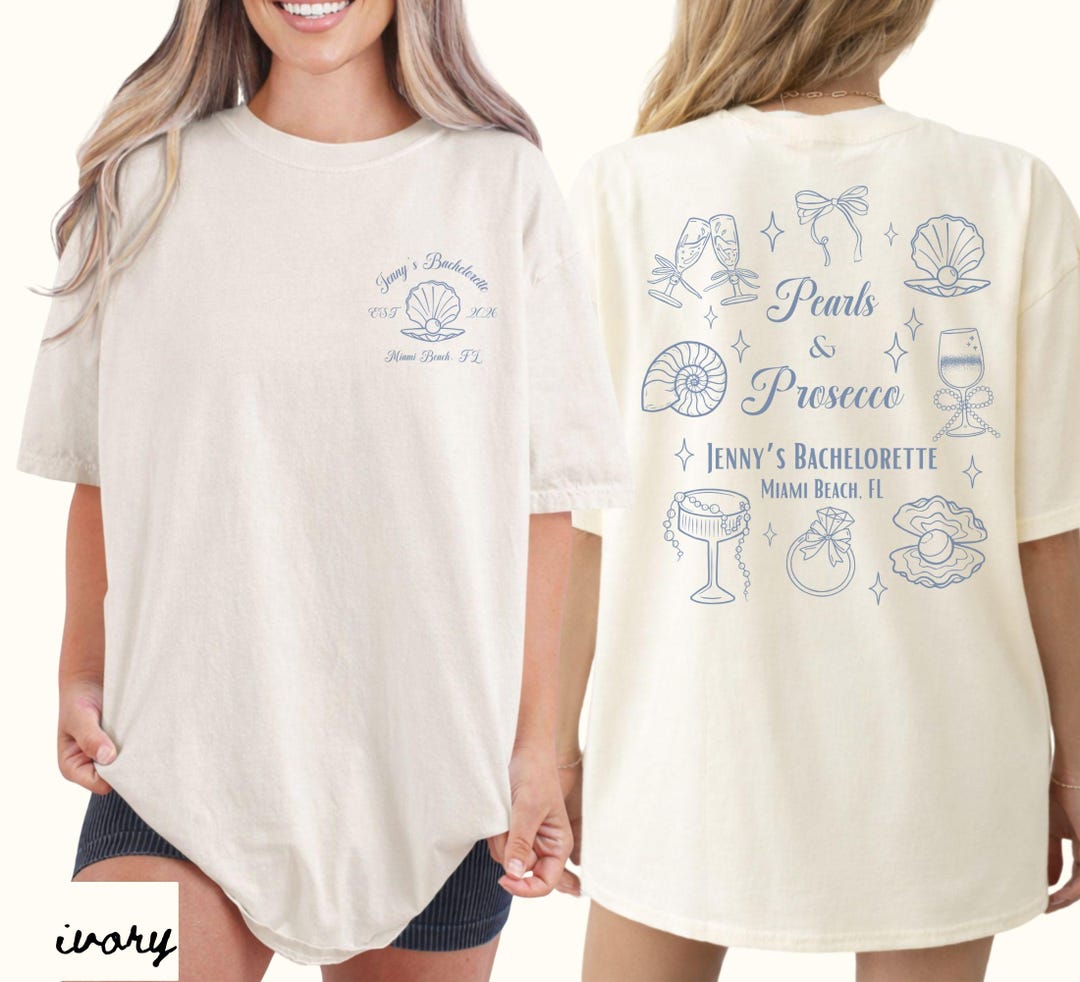 Custom Pearls and Prosecco Bachelorette Party Shirt, Bridal Shower ...
