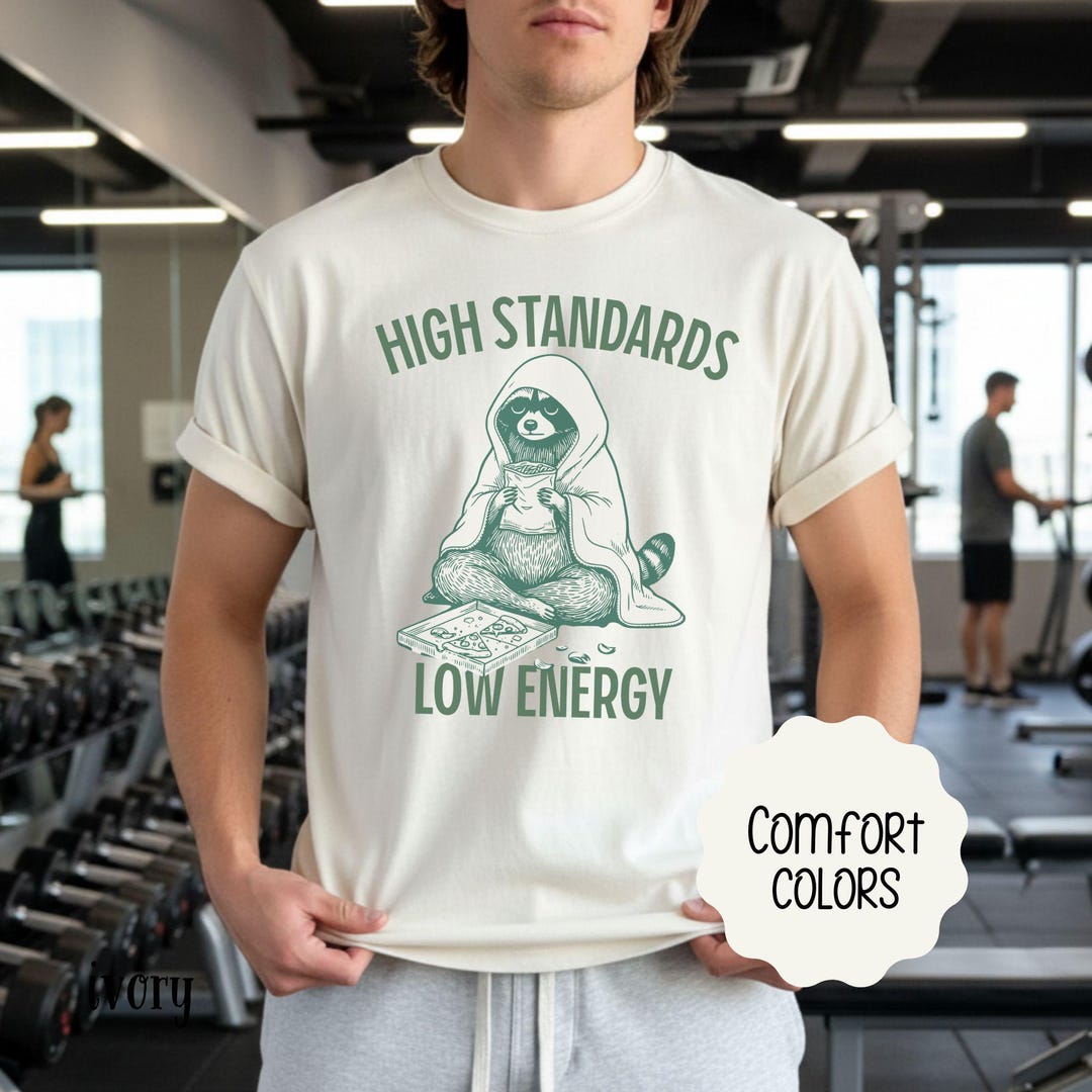 High Standards Low Energy Shirt, Funny Raccoon Comfort Colors Shirt ...