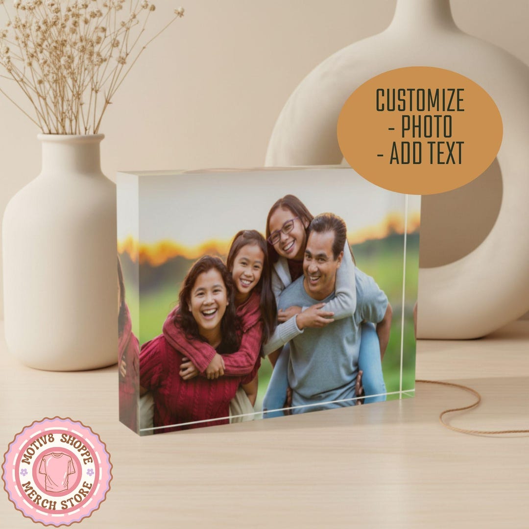 Personalized Family Portrait Photo Block, Custom Acrylic Photo Block ...