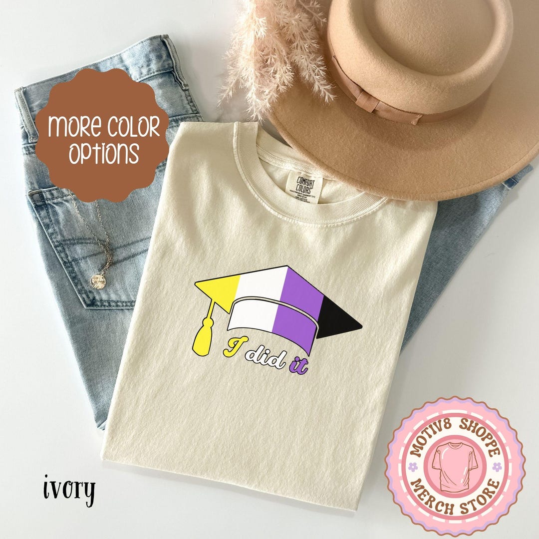 Nonbinary Graduation 2025 Comfort Colors Shirt, Enby Pride Flag ...