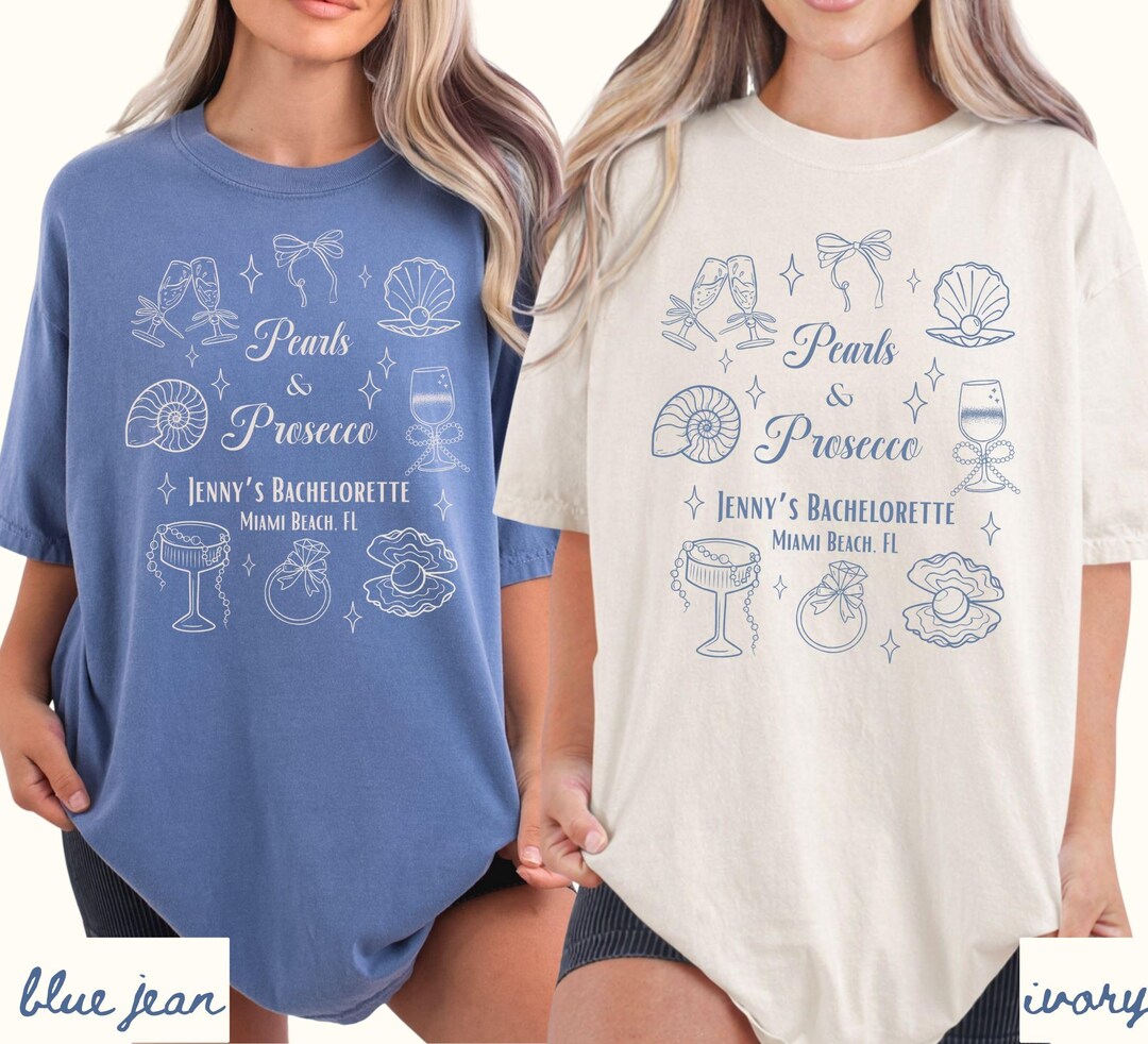 Custom Pearls and Prosecco Bachelorette Party Shirt, Bridal Shower ...