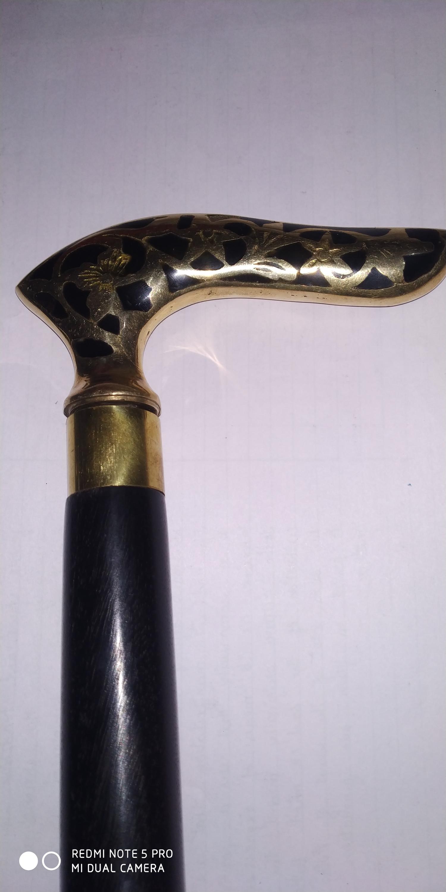 Wooden Walking Stick With Brass Handle | Handmade Walking Stick ...