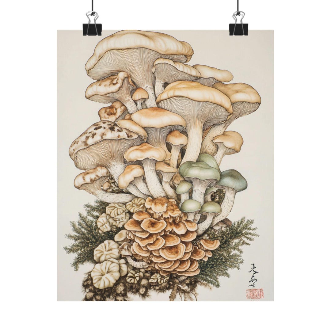 Whimsical Mushroom Art Print, Nature Wall Decor, Botanical Poster ...