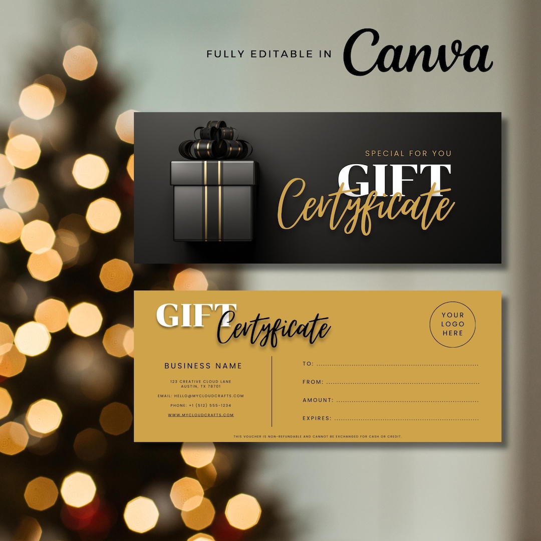 Editable Gift Card Template, Elegant Gift Certificate Template ...