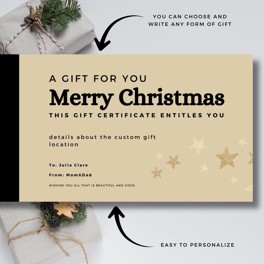 Editable Christmas Custom Gift Printable, Editable Gift Voucher ...