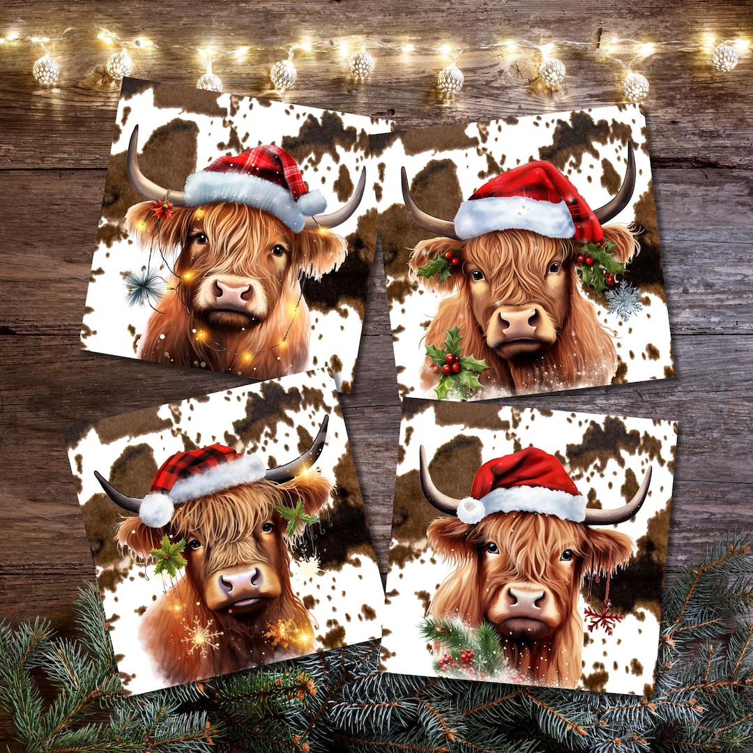 Highland Cow Christmas Card Cowboy Christmas Greeting Cards Christmas ...