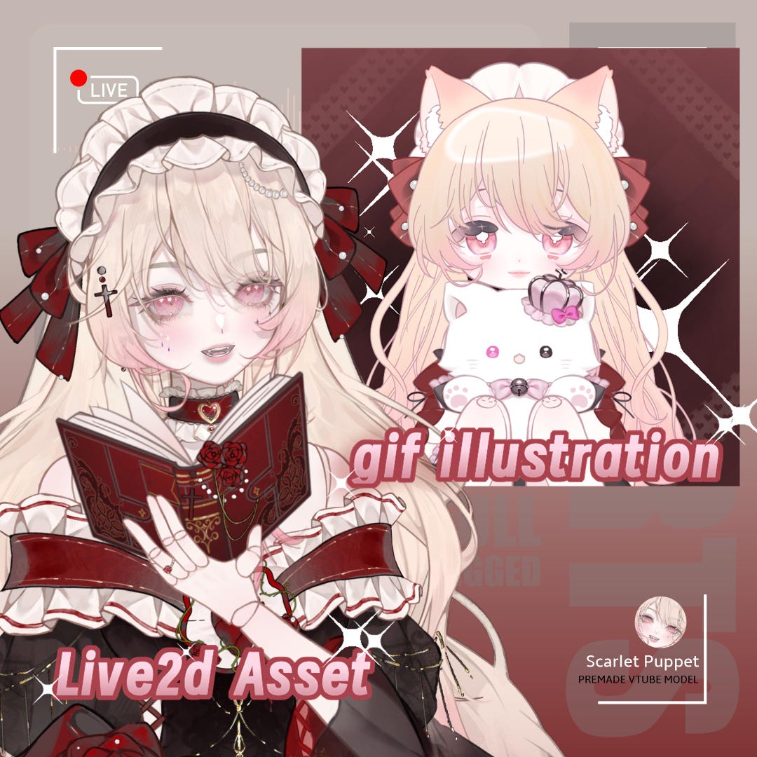 VTS Rigged Live2d Asset | Illustration | Scarlet Puppet - Etsy Australia