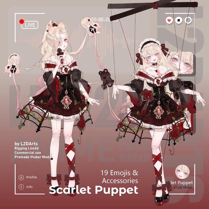 Scarlet Puppet | Premade Live2d Model | - Etsy México
