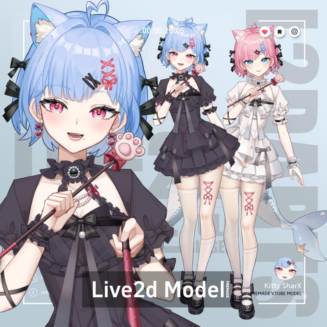 Kitty Sharx | Premade Live2d Model | VTS - Etsy