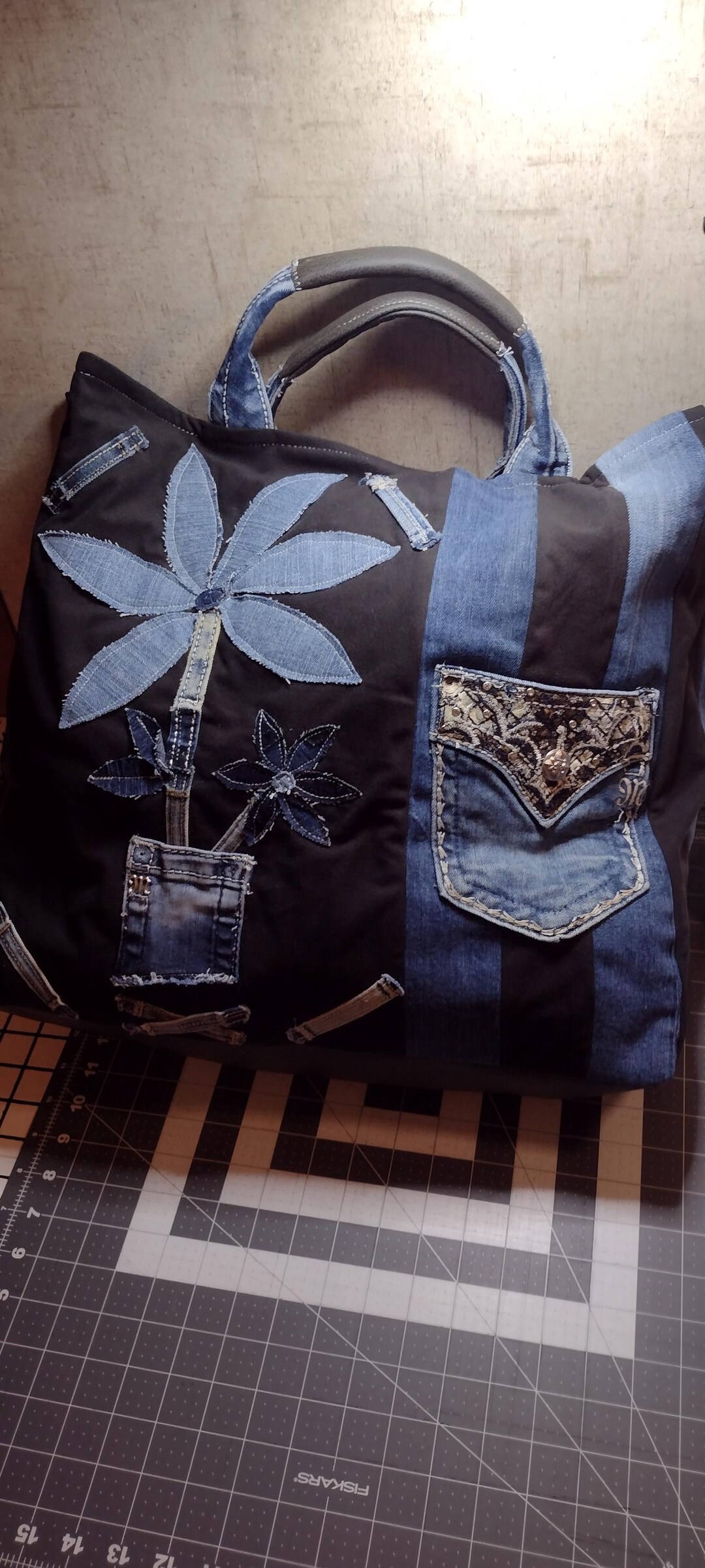 Handmade Upcycled Denim Tote Bag: Sustainable Zero Waste Fashion - Etsy