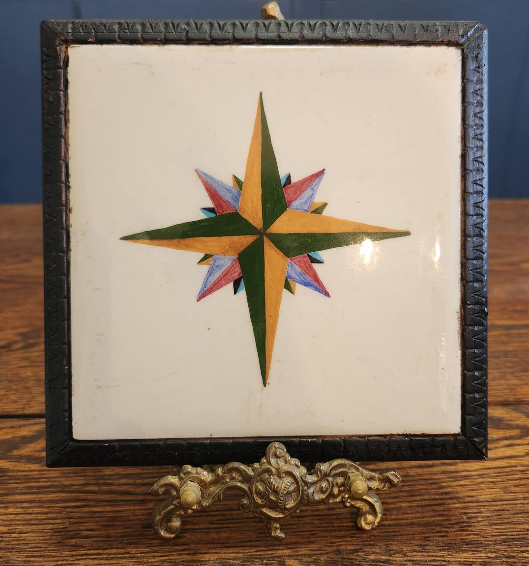 Vintage Handmade/ Painted Compass Rose Trivet - Etsy