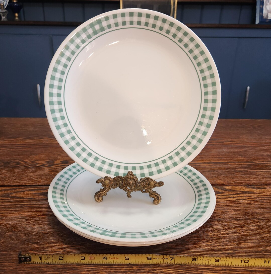 Corelle Hunter Green Gingham Dinner Plates - Etsy