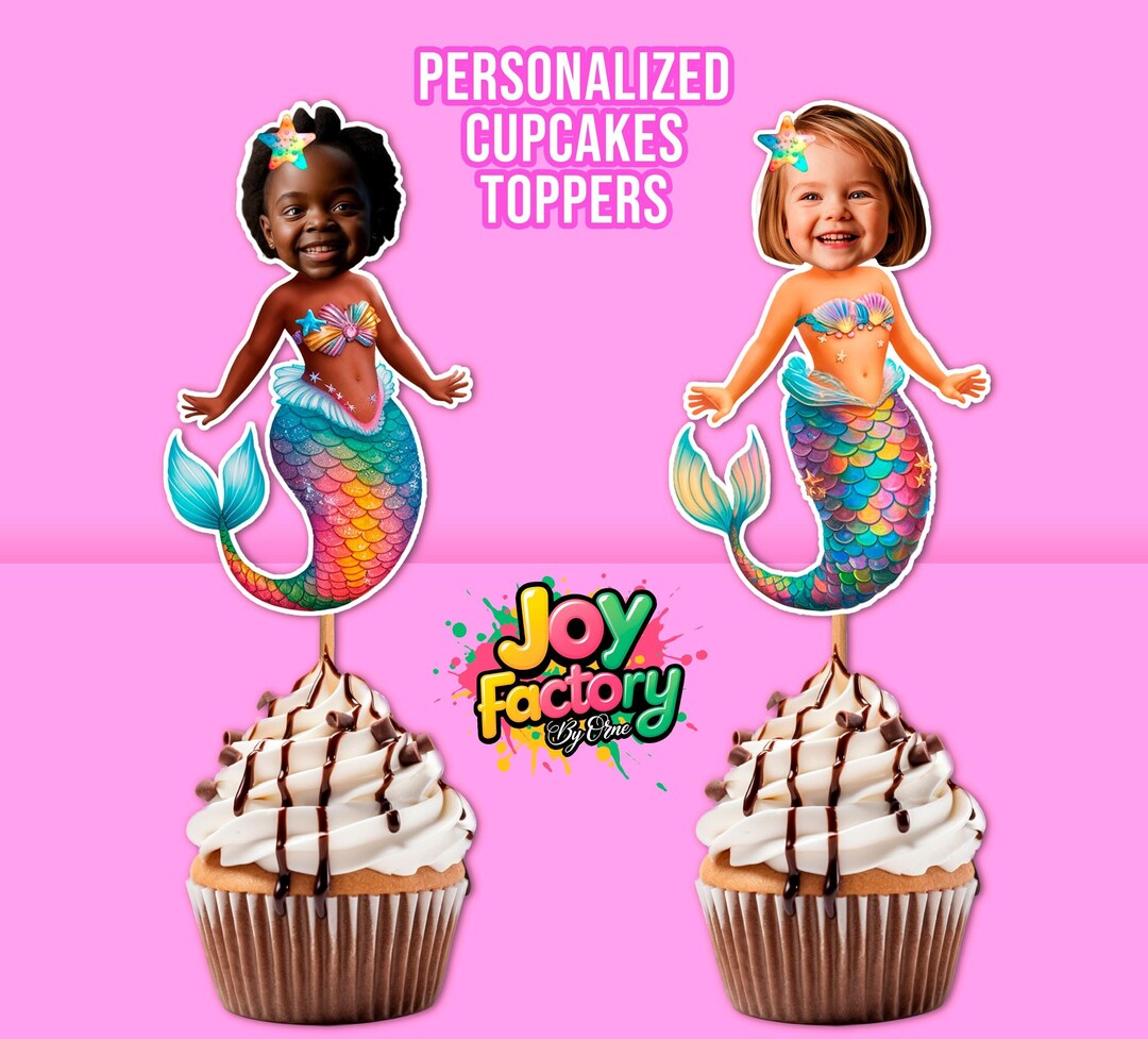 Personalized Face Mermaid Cupcake Topper, Mermaid Clipart, Mermaid Png ...
