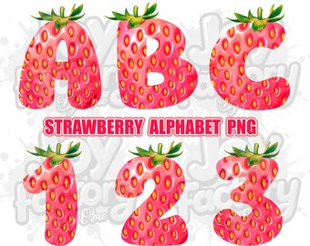 3D Strawberry Alphabet and Numbers PNG, File Strawberry Shortcake ...