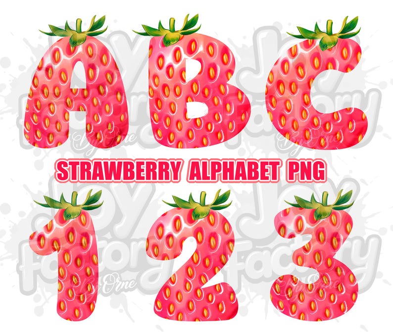 3D Strawberry Alphabet and Numbers PNG, File Strawberry, Berry Sweet ...