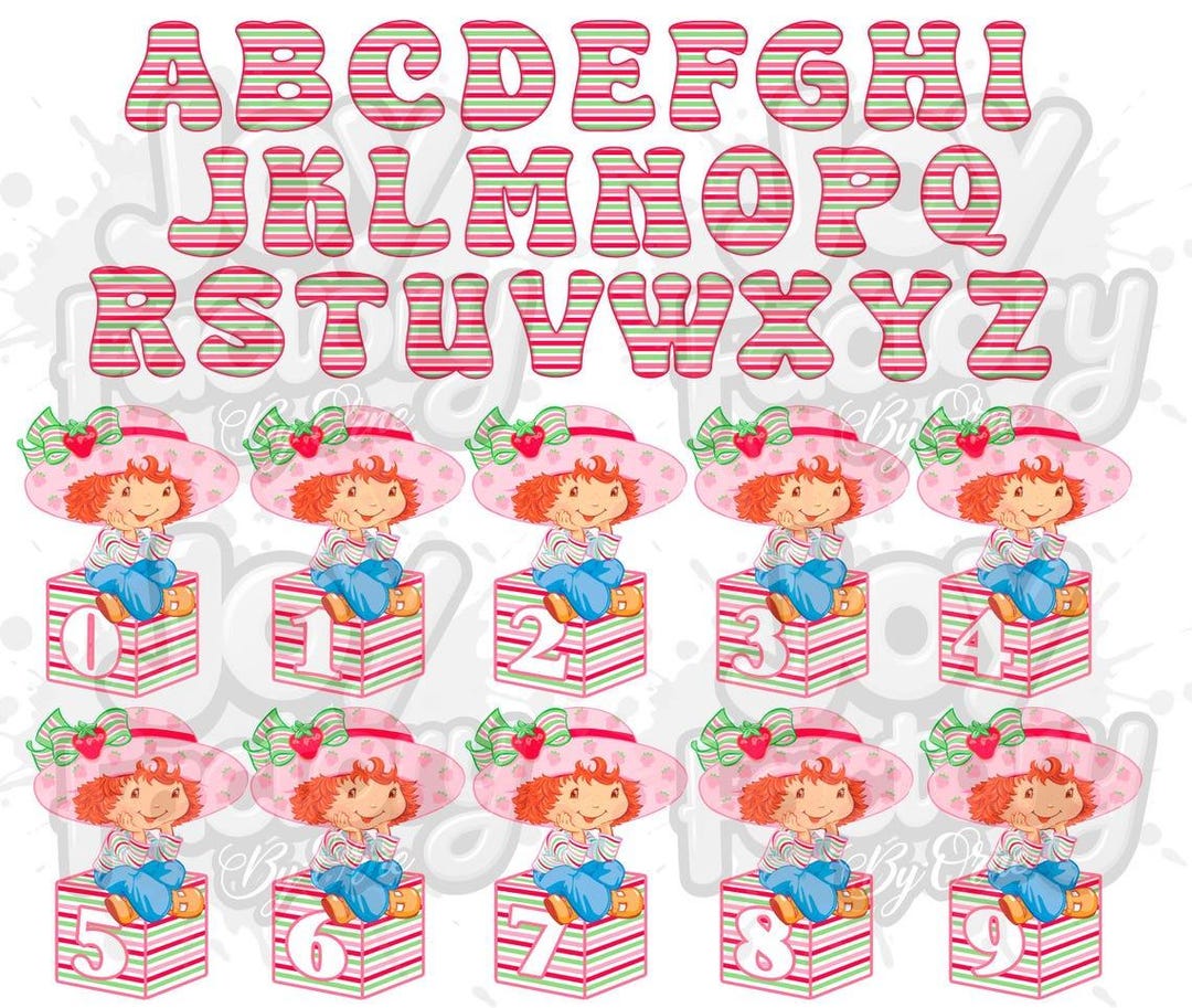 3D Strawberry Alphabet and Numbers PNG, File Strawberry Shortcake ...