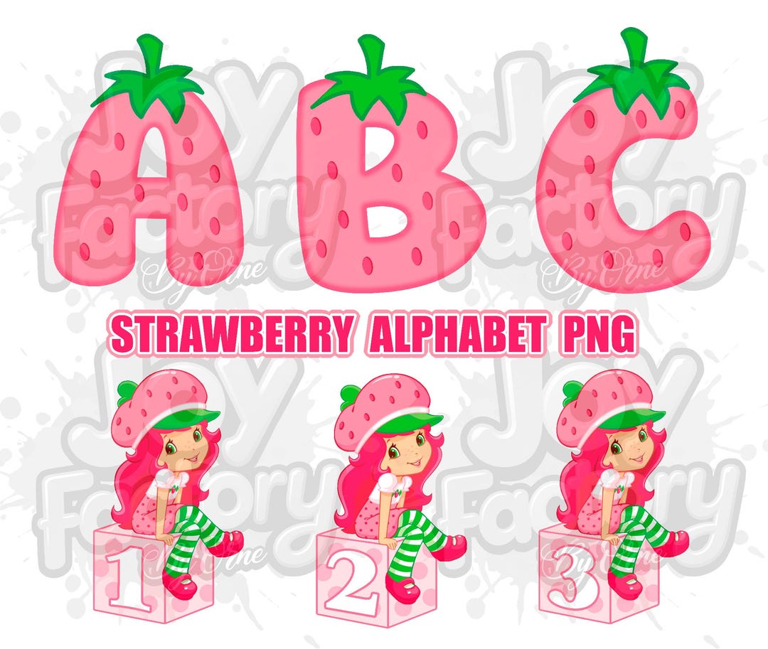 3D Strawberry Alphabet and Numbers PNG, File Strawberry Shortcake ...