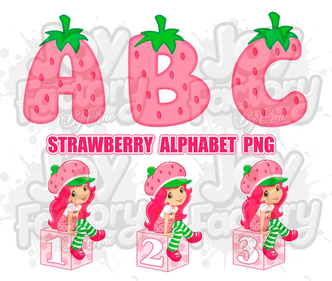 3D Strawberry Alphabet and Numbers PNG, File Strawberry Shortcake ...