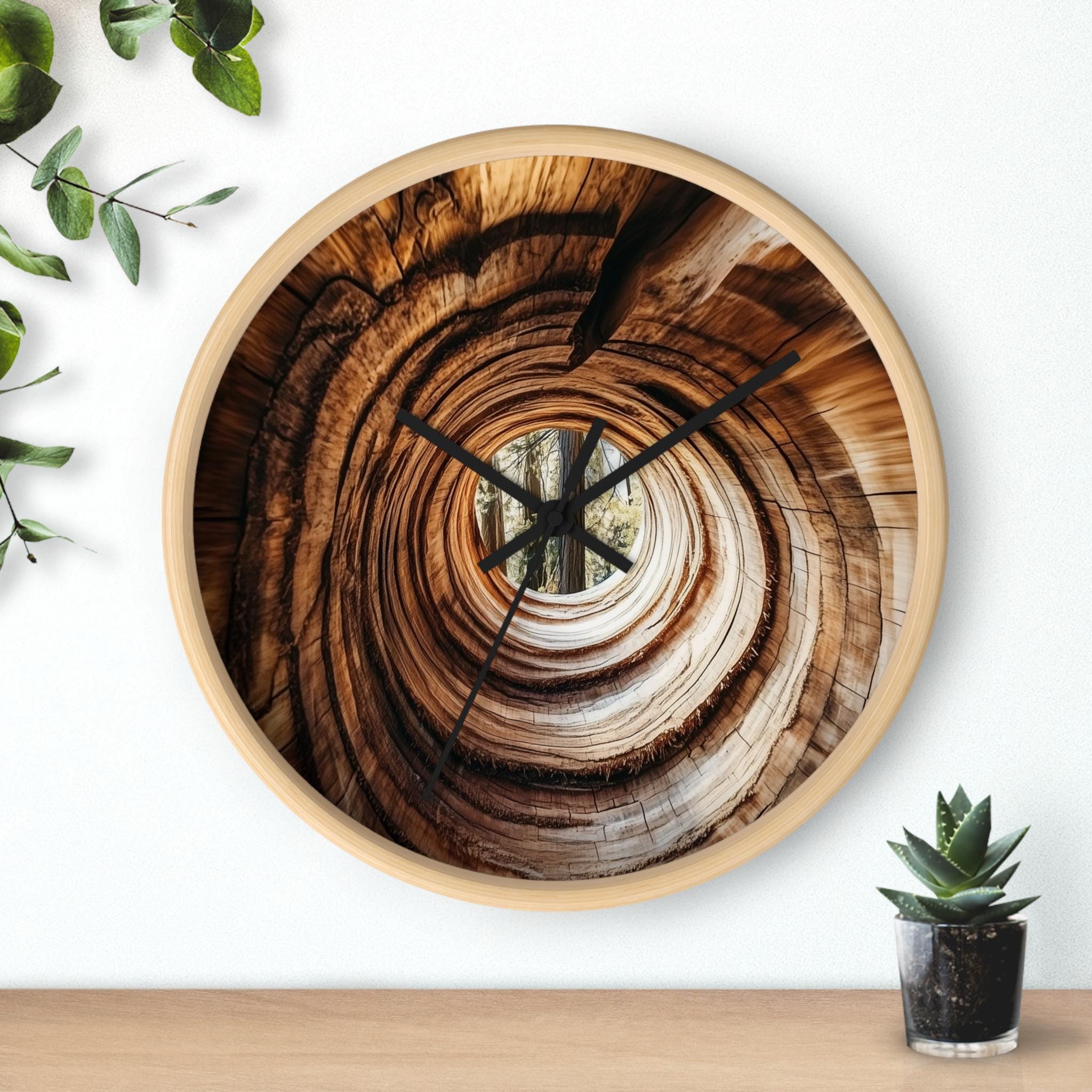 Woodsy Wall Clock, Tree Trunk Design, Nature Inspired Clock, Earthy ...