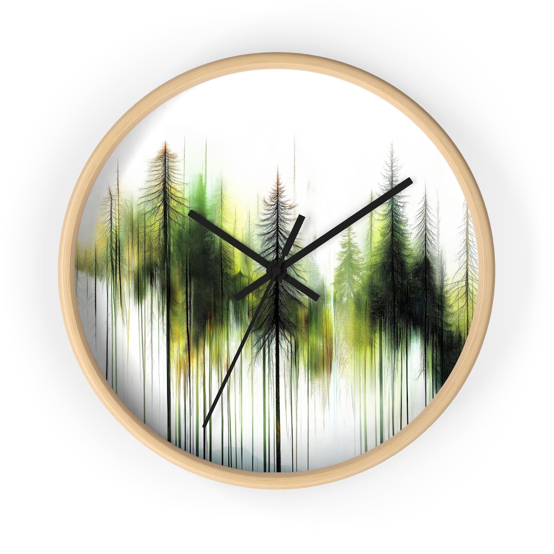 Forest Theme Wall Clock, Earthy Drip Art Clock, Tranquil Nature Clock ...