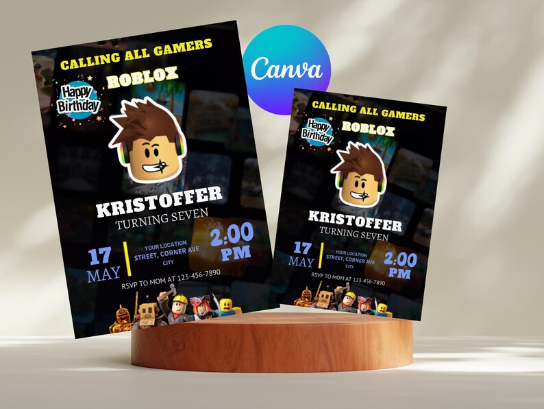 Roblox Invitation Roblox Birthday Invitation Roblox Game Party Kids ...